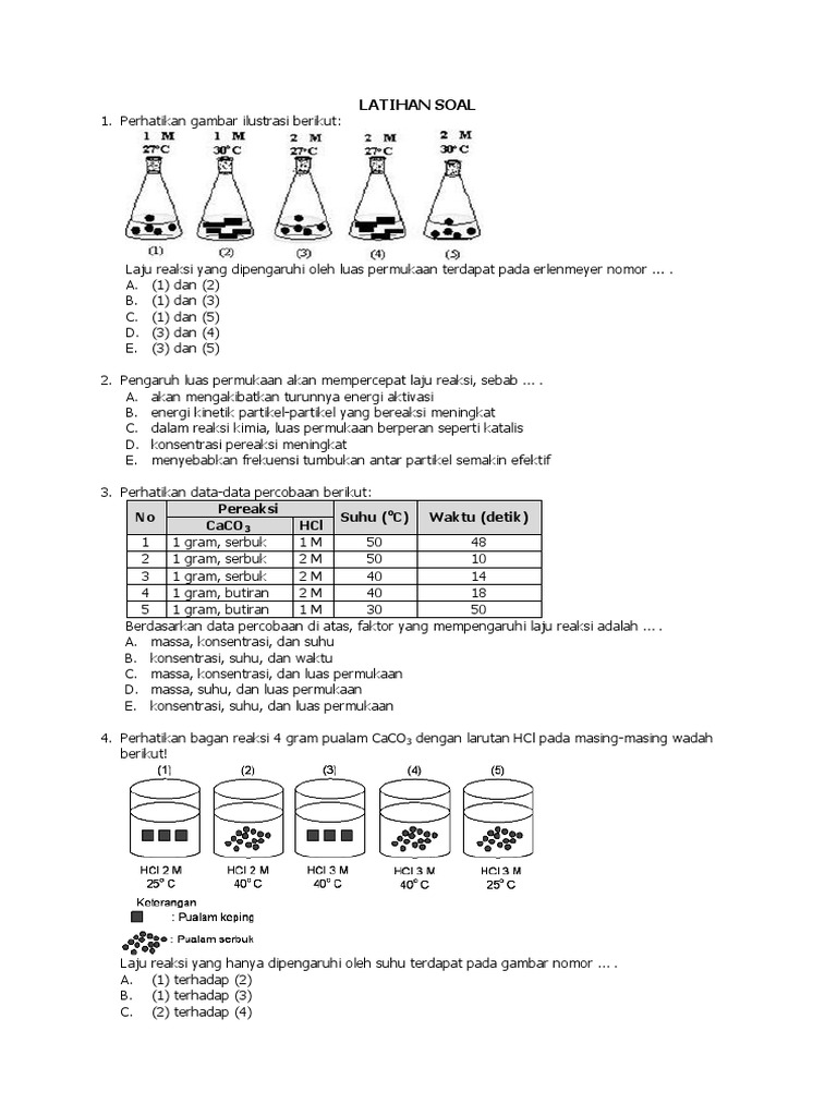 Latihan Soal Faktor Laju Reaksi | PDF