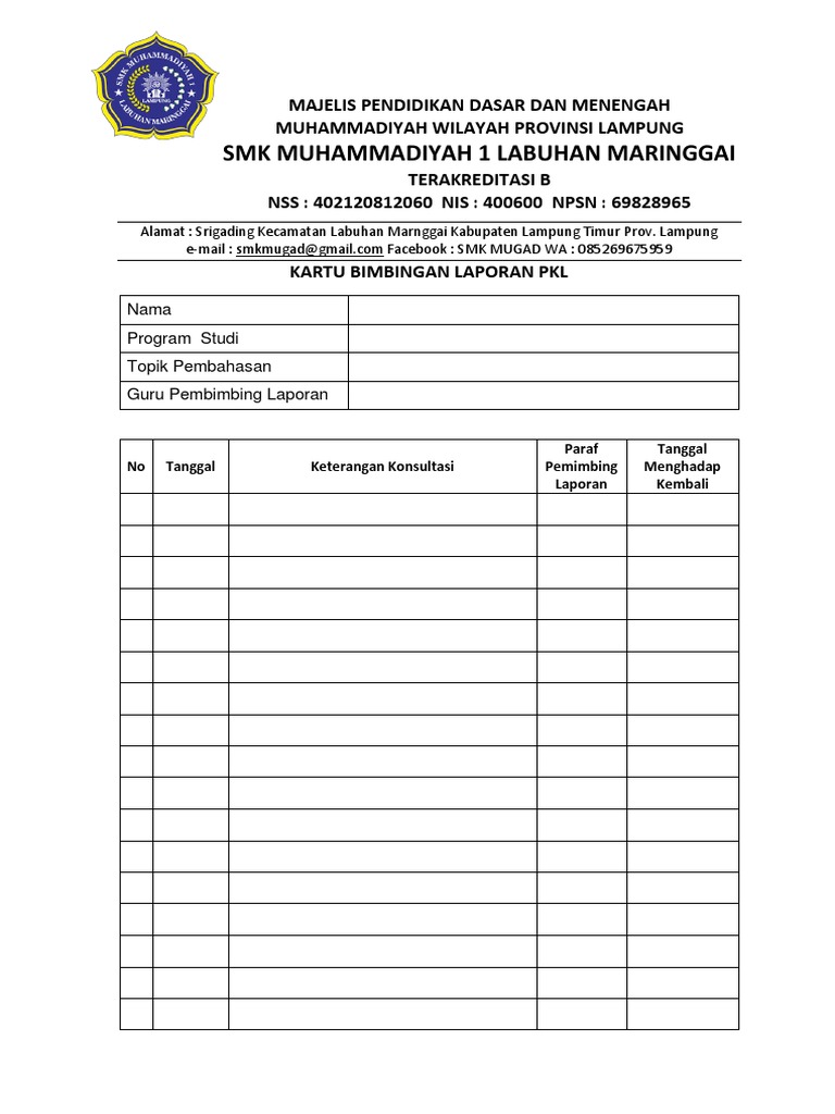 Kartu Bimbingan PKL 2022 MM | PDF