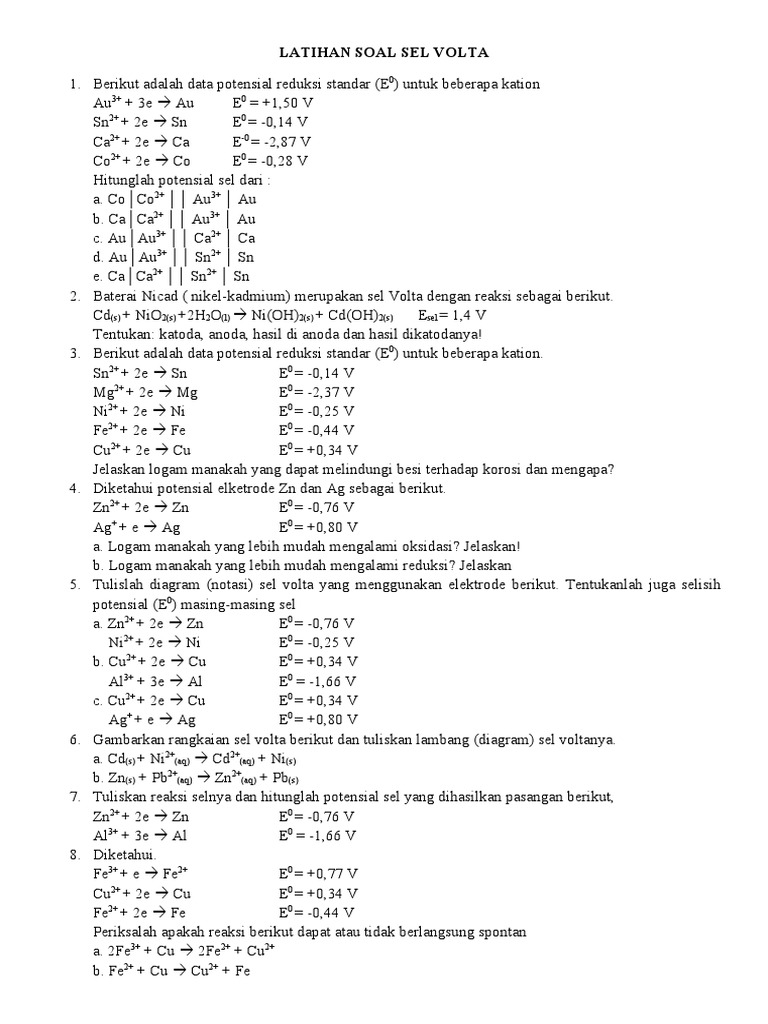 LATIHAN SOAL Sel Volta | PDF | Metode & Bahan Ajar