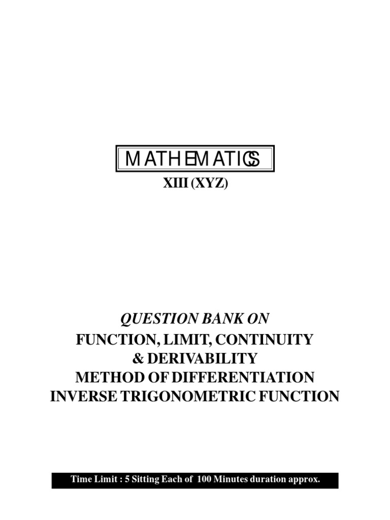 FLCD Mod - FUNCTION, LIMIT, CONTINUITY & DERIVABILITY METHOD OF DIFFERENTIATION INVERSE ...