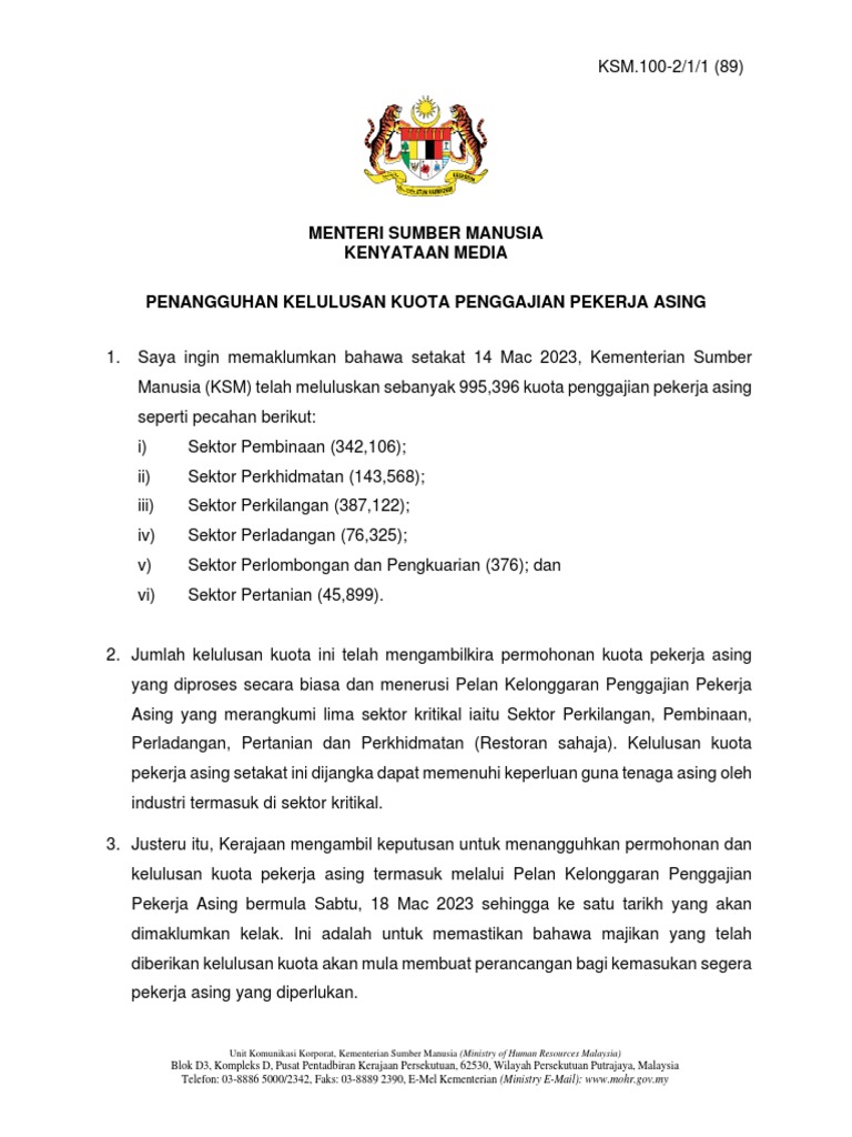 Kuota Gaji Pekerja Asing | PDF