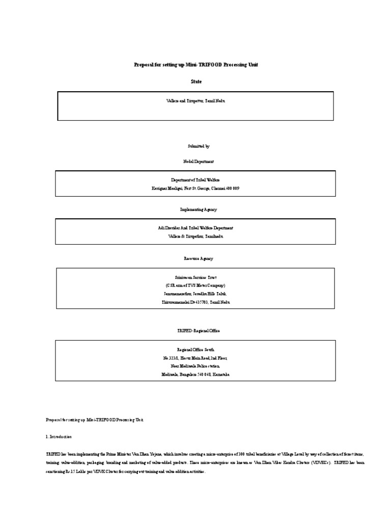 Proposal For Setting Up Mini-TRIFOOD Processing Unit | PDF | Expense | Packaging And Labeling