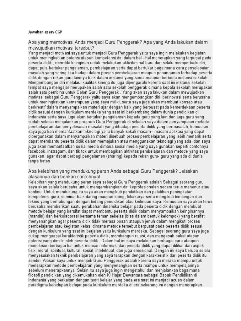 Jawaban Essay CGP | PDF
