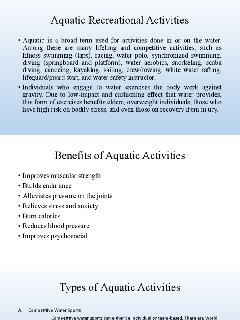 Aquatic Activities | PDF | Swimming | Physical Fitness