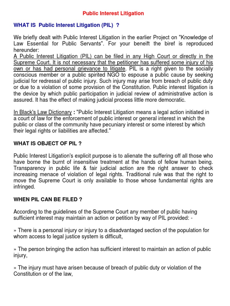PIL Notes English | PDF | Supreme Court Of India | Lawsuit