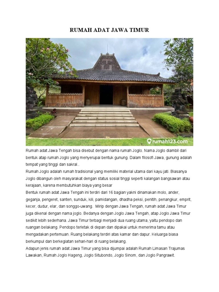 Rumah Adat Jawa Timur dan Jenisnya | PDF