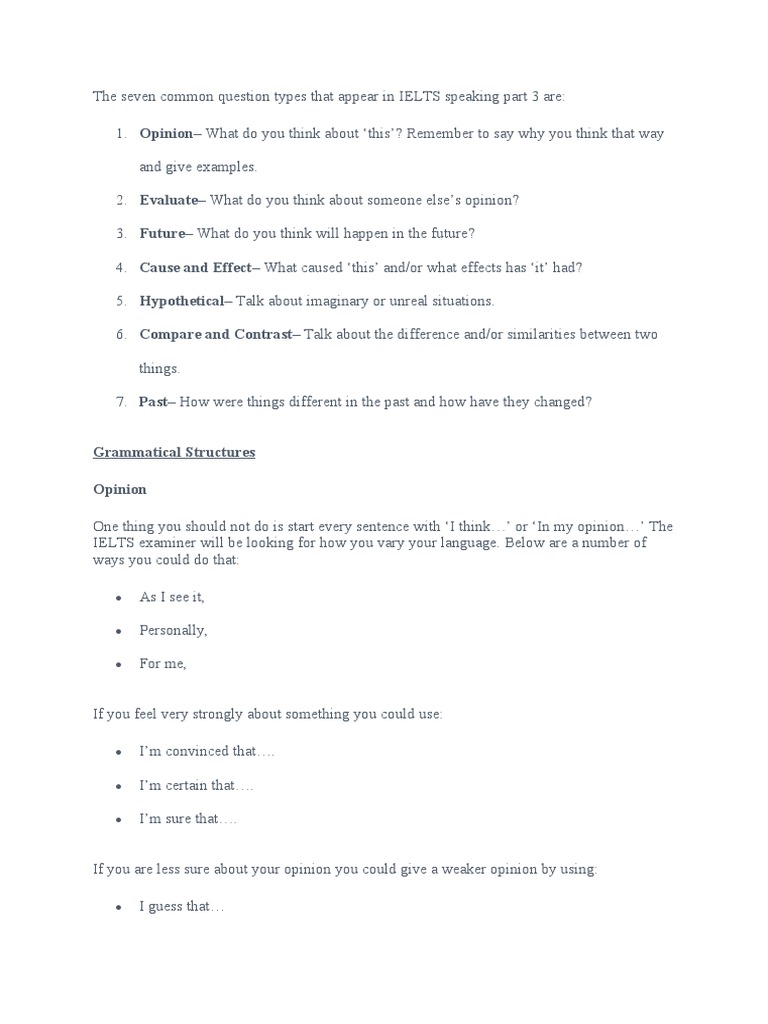 Ielts Speaking Part 3 Pdf Cognition Cognitive Science