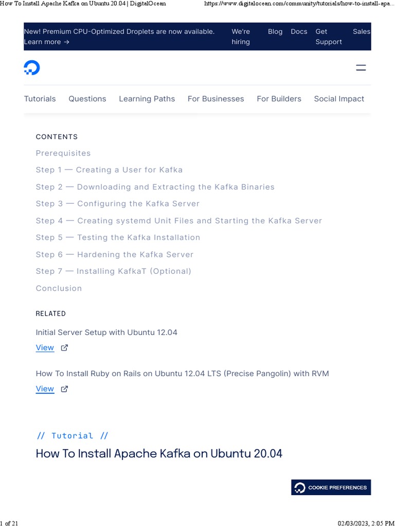 How To Install Apache Kafka On Ubuntu 20.04 DigitalOcean | PDF | Sudo | Directory (Computing)