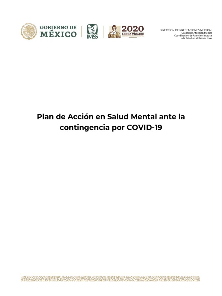 Plan de Acción en Salud Mental Ante La Contingencia Por COVID-19 | PDF ...