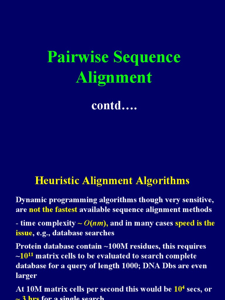 L6 Pairwise Seq Alignment Ii Pdf Sequence Alignment Bioinformatics