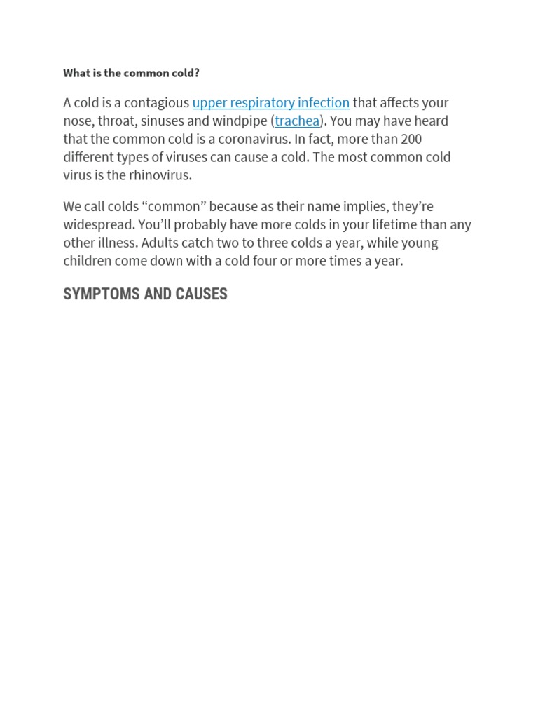 Understanding the Common Cold Stages | PDF | Science & Mathematics
