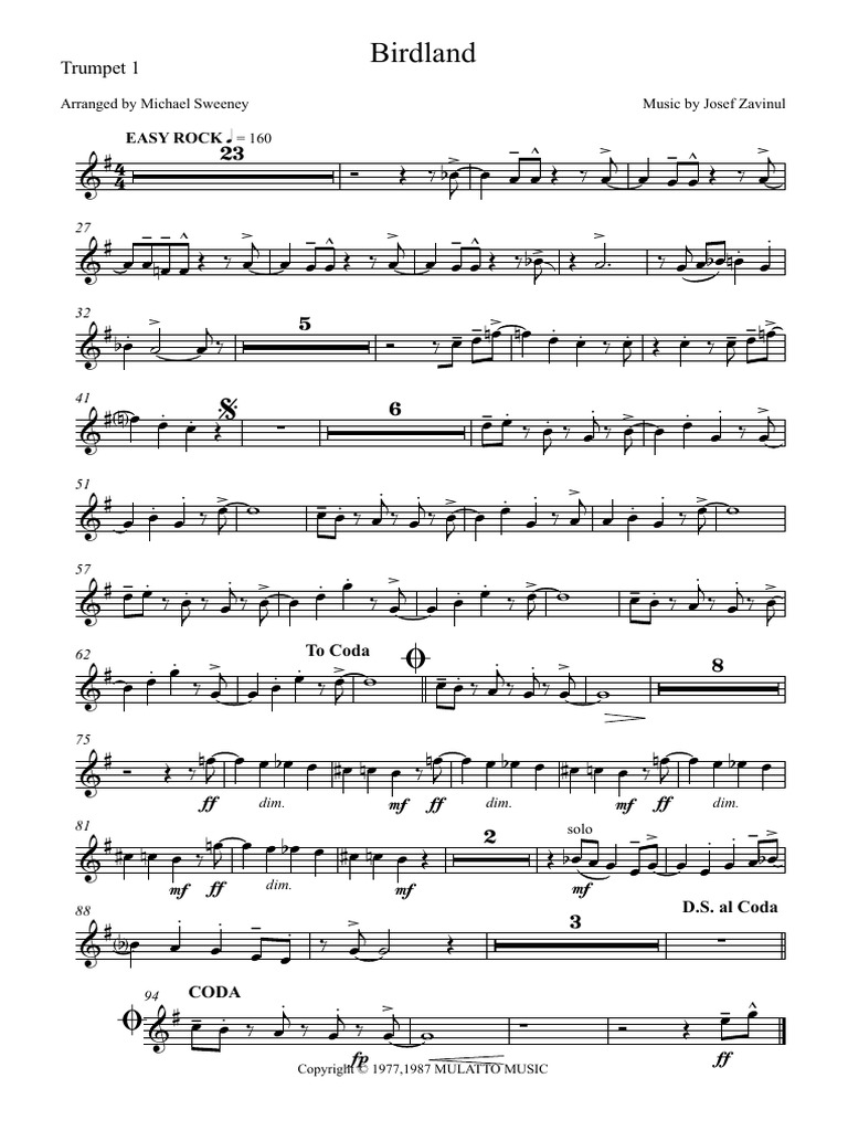 Birdland - Trumpet 1 | PDF