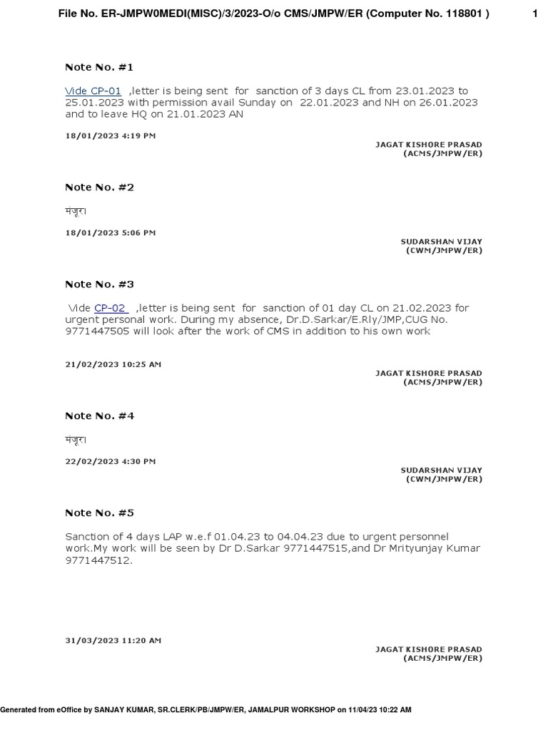 Vide CP-01: Note No. #1 | PDF