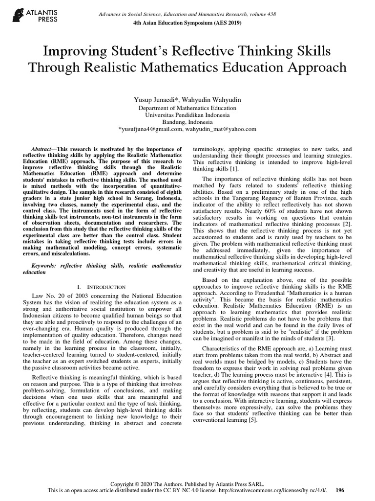 AES 2019 - Improving Student's Reflective Thinking Skills Through ...