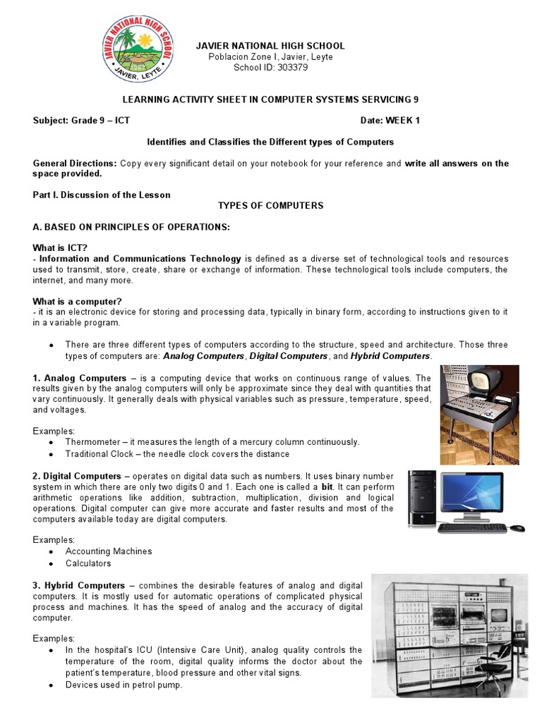 LAS WEEK 1 - Grade 10 ICT | PDF | Personal Computers | Personal Digital ...