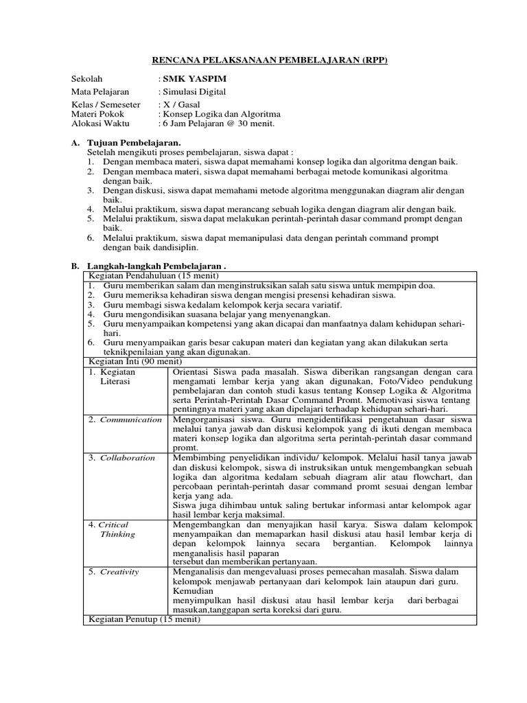 RPP Simulasi Digital | PDF | Karier & Perkembangan
