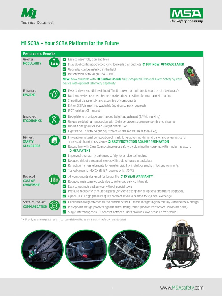 01 M1-SCBA Datasheet Rev01 EN | PDF | Equipment | Materials