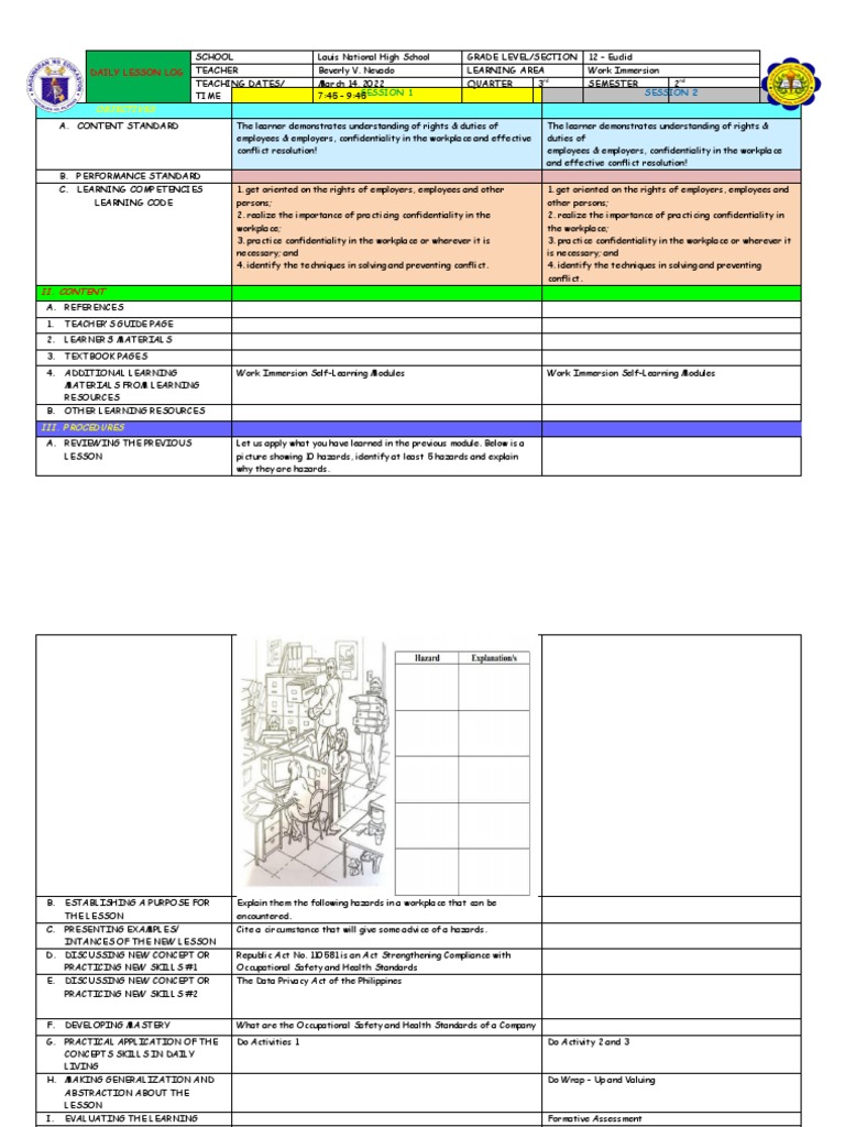 Work Immersion Q3W4 | PDF | Teachers | Learning