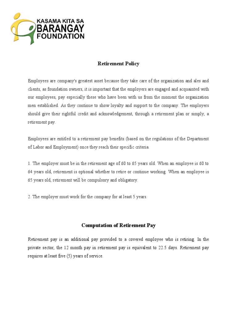 Supporting Loyal Employees Through a Fair Retirement Policy | PDF