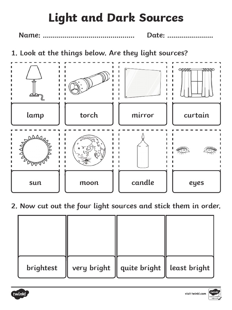 Light Sources Worksheet | PDF | Home & Garden
