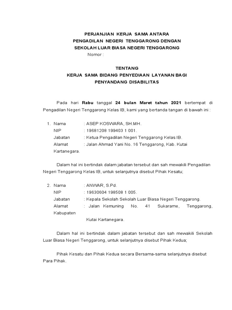 Mou Perjanjian Kerja Sama SLB | PDF