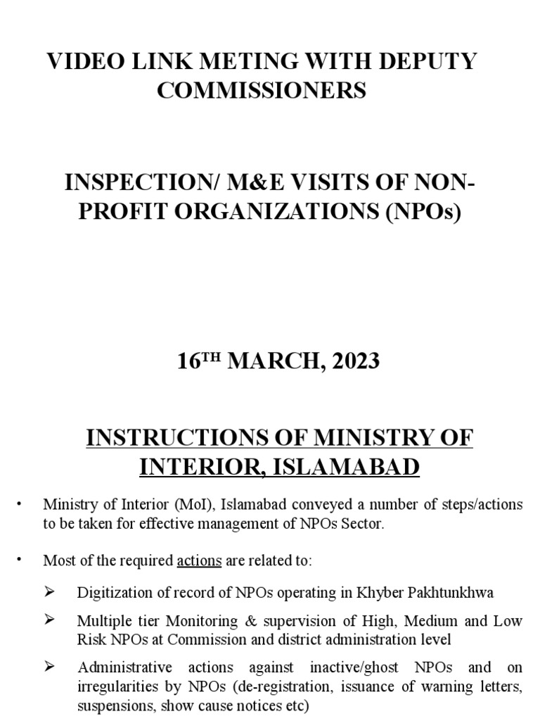 Final Presenation For Zoom Meeting With DCs 16.03.2023 | PDF | Nonprofit Organization ...