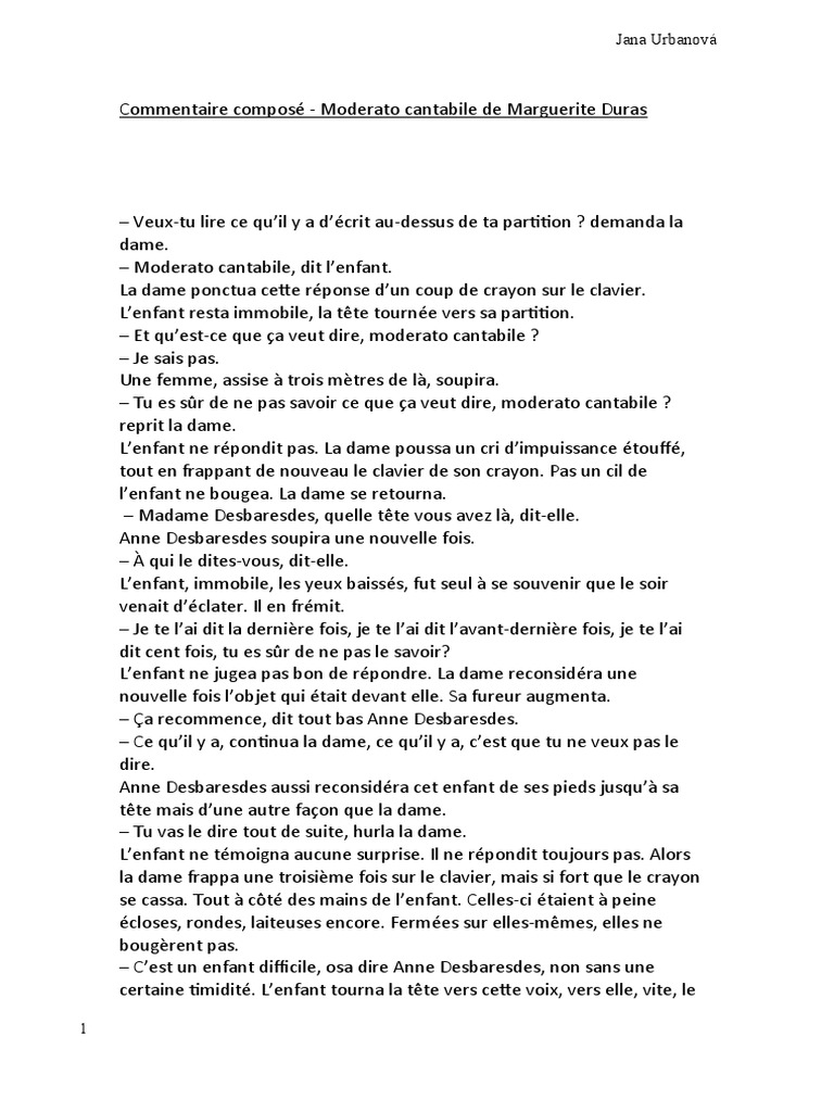 Moderato Cantabile | PDF | Arts du langage et discipline