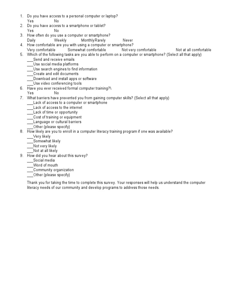 Survey For Project Click | PDF