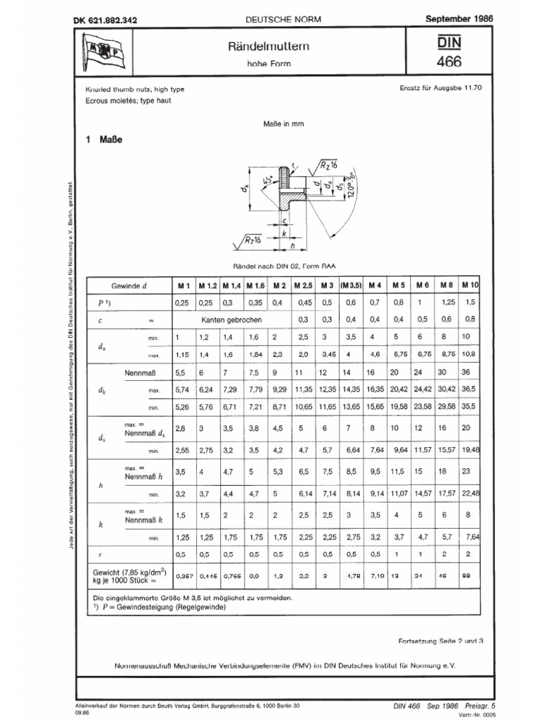 DIN 466 (Knurled Thumb Nuts) | PDF
