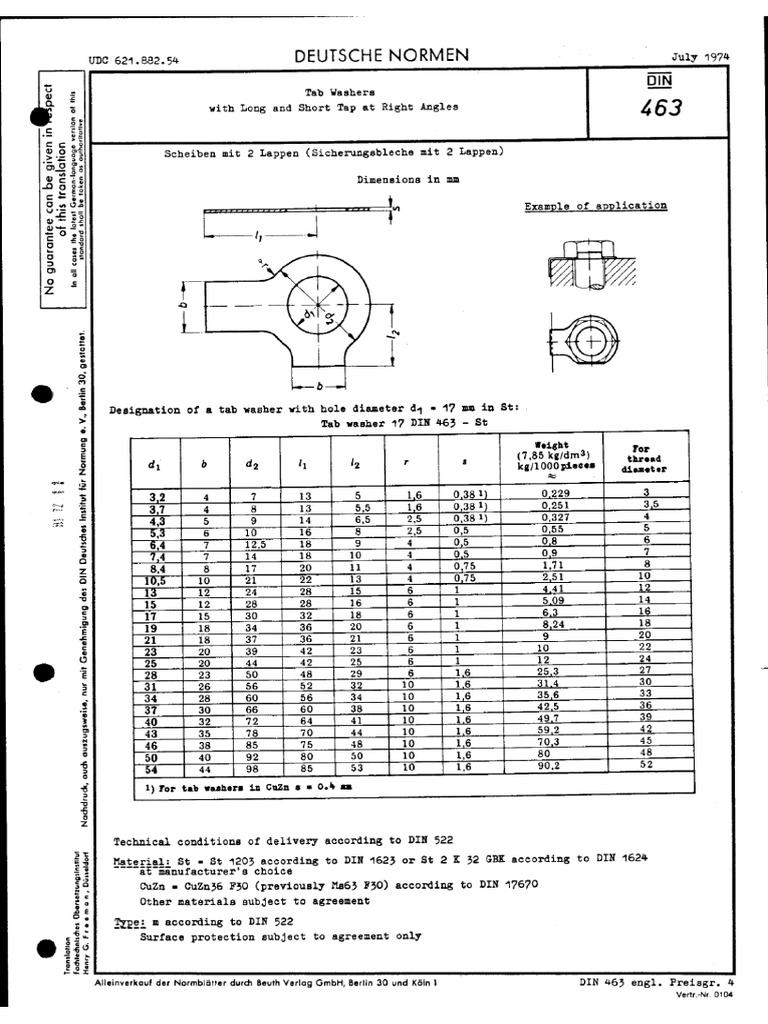 DIN 463 (Tab Washer) | PDF