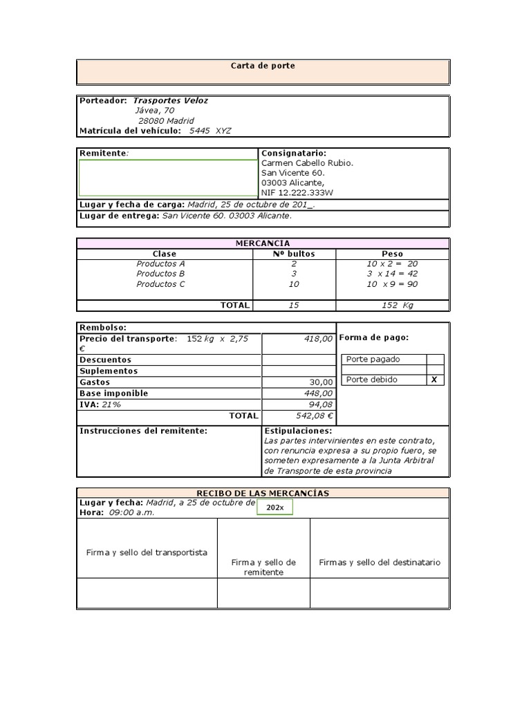 Carta de Porte | PDF