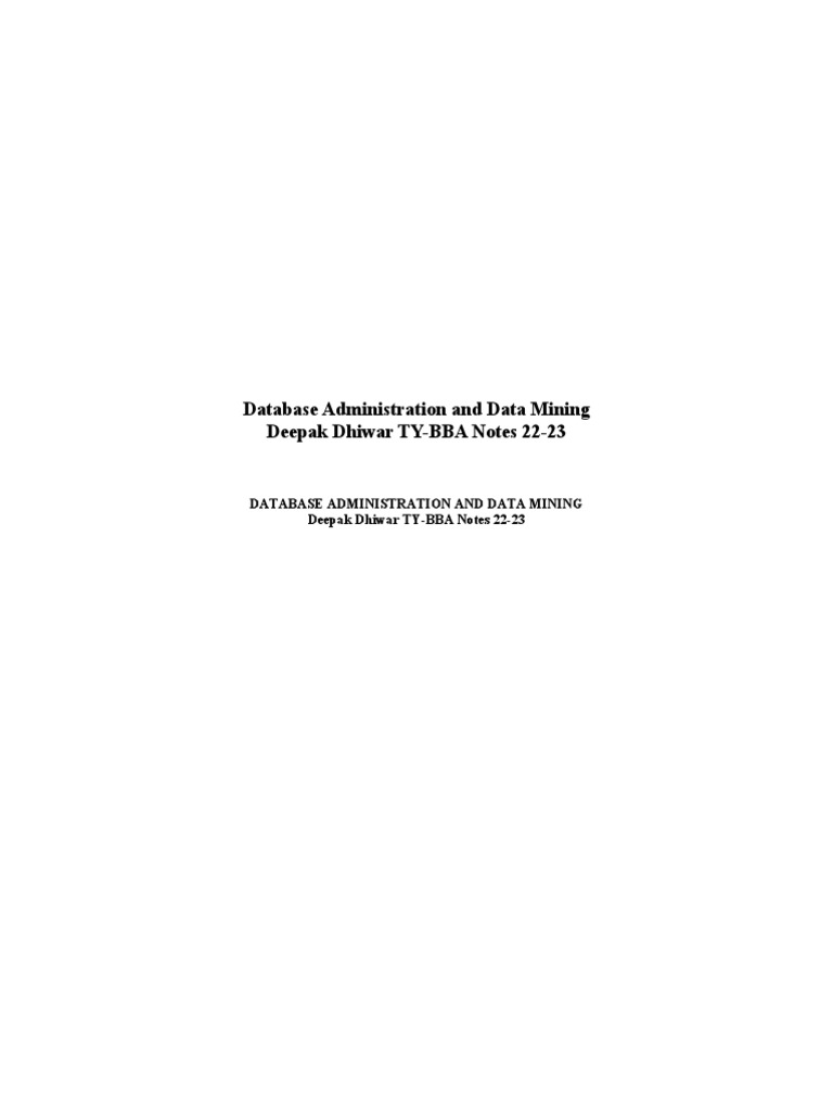 Database Administration And Data Mining Pdf Databases Database Transaction