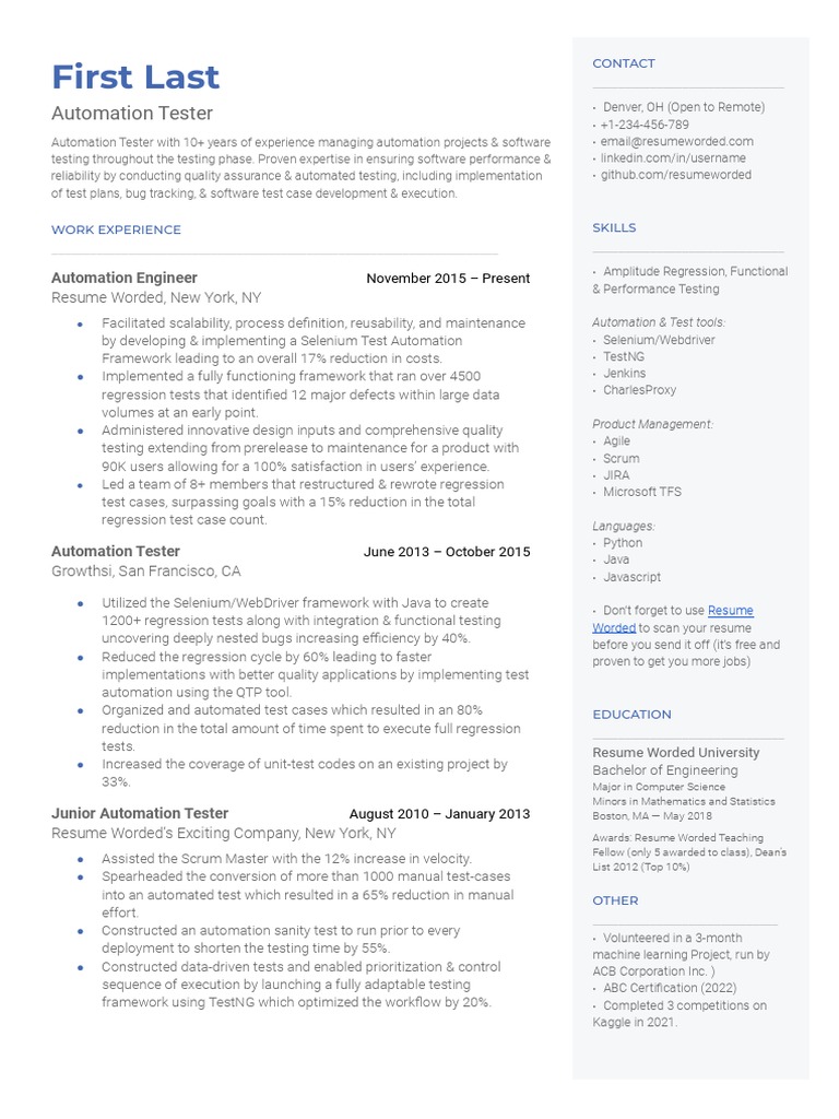 Automation Tester with 10+ Years Experience | PDF | Selenium (Software ...