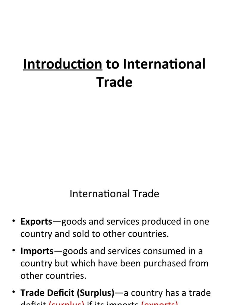 Introduction To International Trade | PDF | Trade | Index (Economics)
