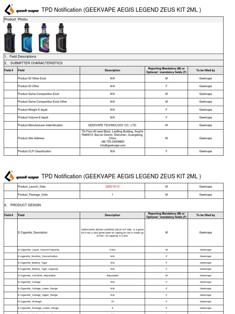 TPD Notification - Production Design Information-GEEKVAPE GEEKVAPE ...