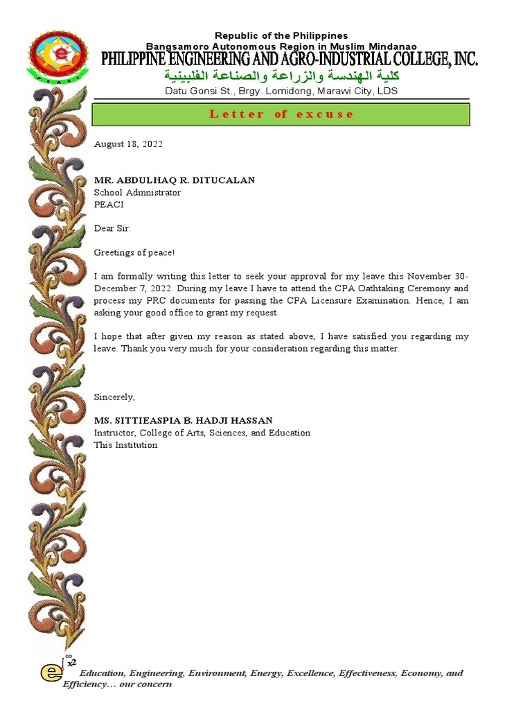 Leave Request for CPA Oathtaking | PDF