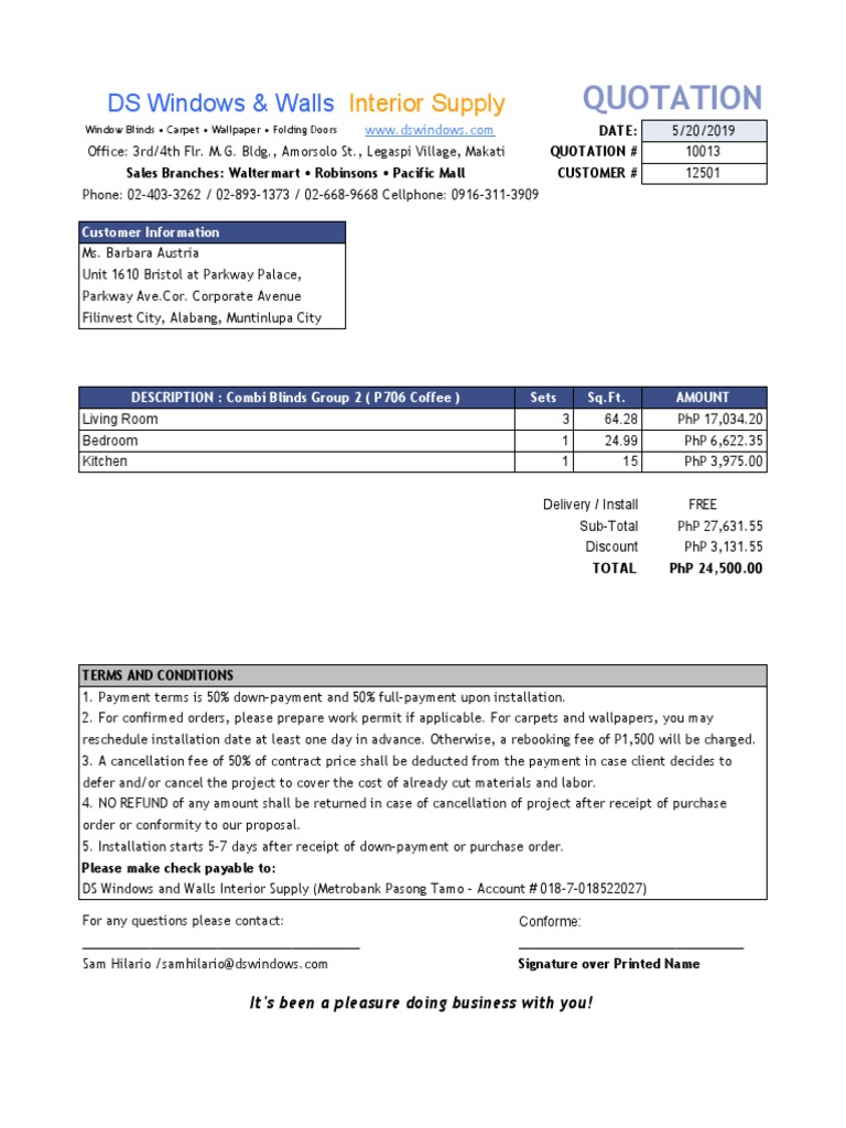 Quotation: DS Windows & Walls | PDF | Receipt | Business