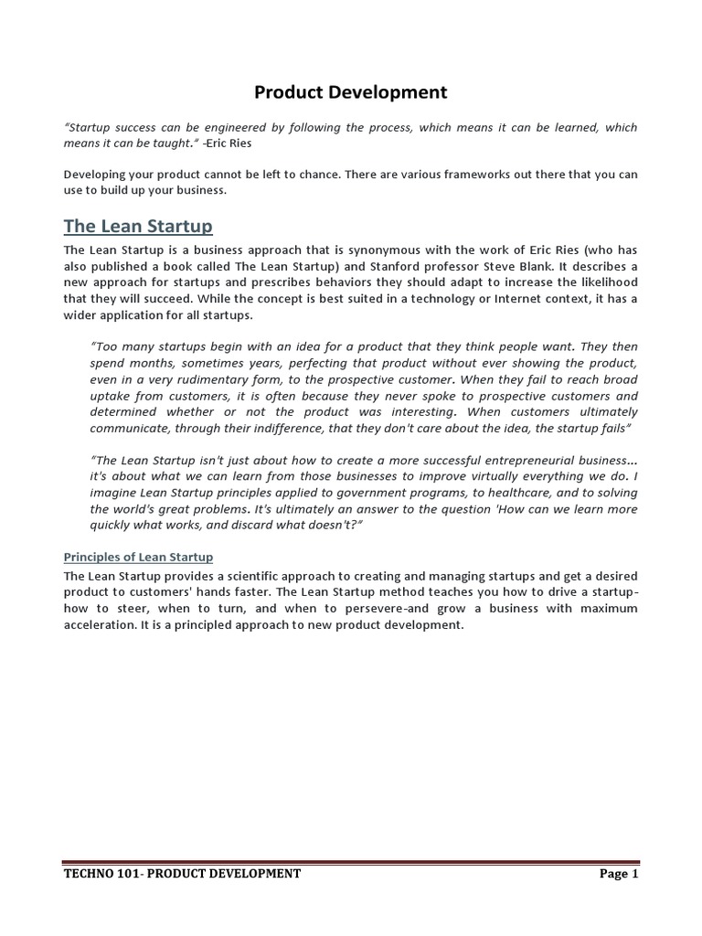 The Lean Startup: Product Development | PDF | Lean Startup | Startup ...