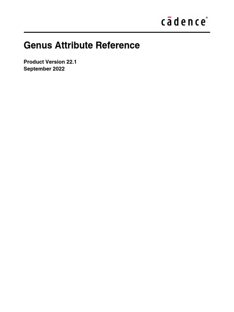 Genus Attribute Reference Manual | PDF | Trademark | Copyright Genus Attribute Reference Manual | PDF | Trademark | Copyright