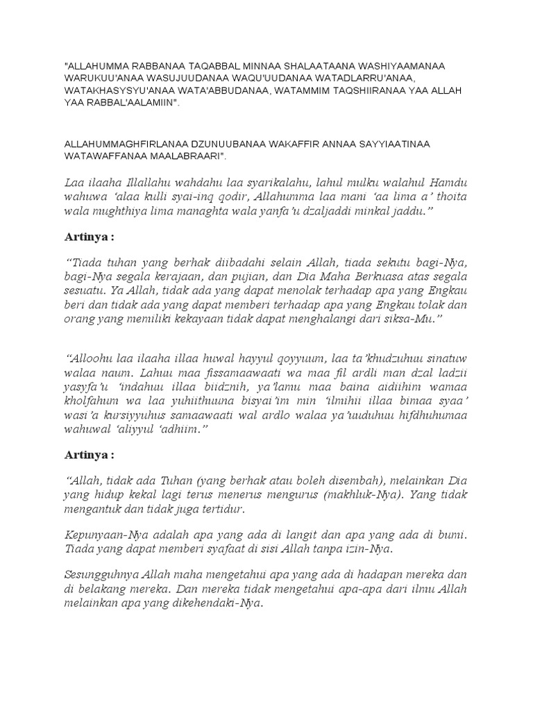 Doa Doa Pendek | PDF