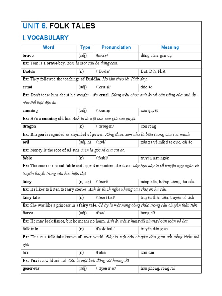 Unit 6. Folk Tale | PDF