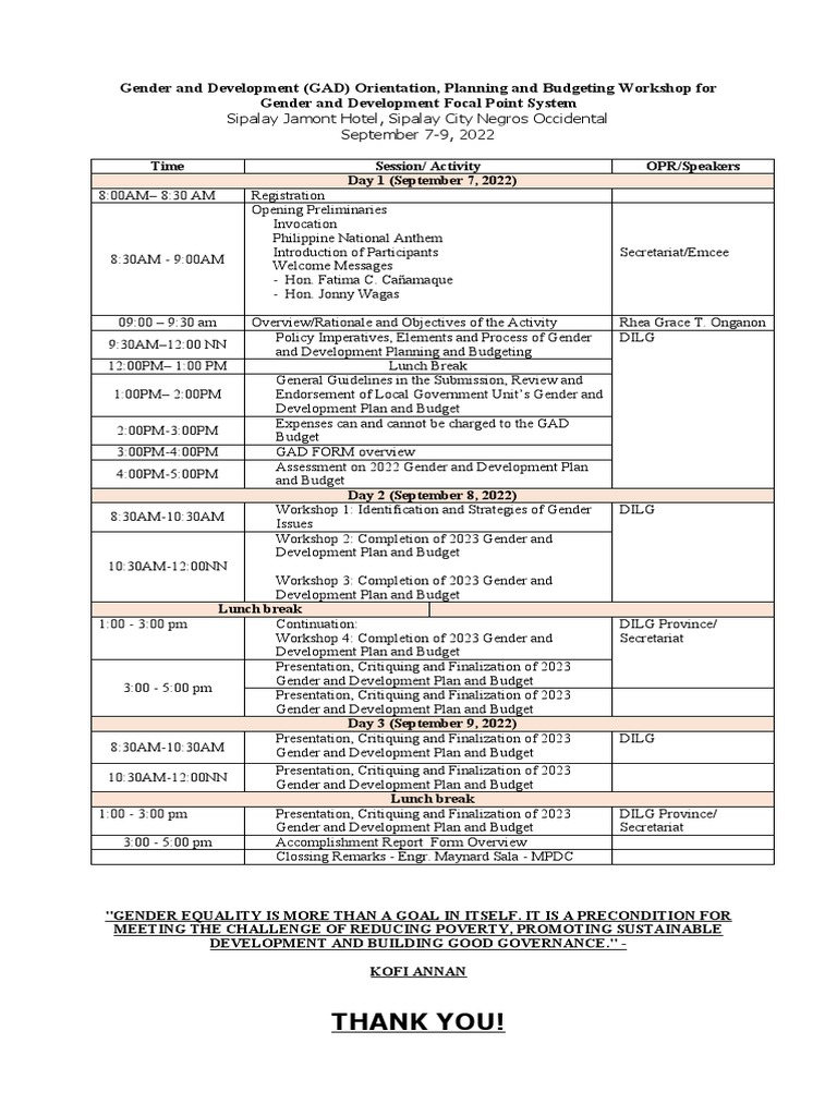 Program GAD Planning and Budgeting | PDF | Gender And Development ...