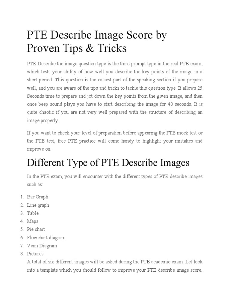 PTE Describe Image Tips & Template | PDF | Fluency | Mind