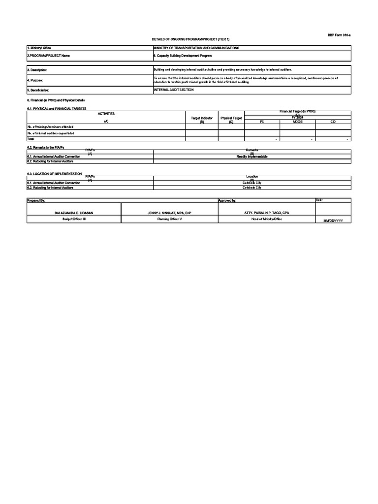 310-A GAS FY 2024 TIER 1 | PDF | Audit | Internal Audit