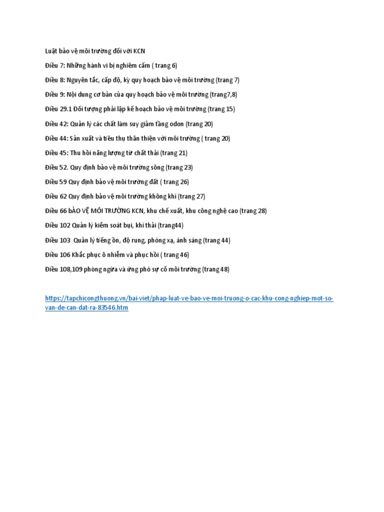 Luật bảo vệ môi trường đối với KCN | PDF