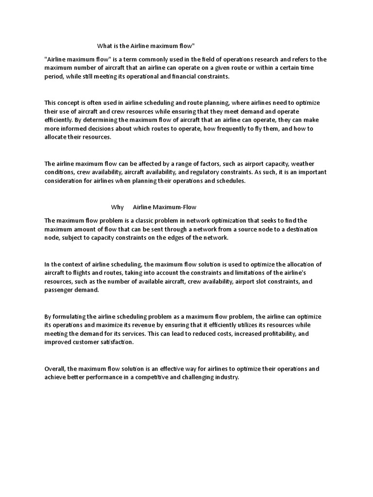 What Is The Airline Maximum Flow | PDF | Scheduling (Production ...