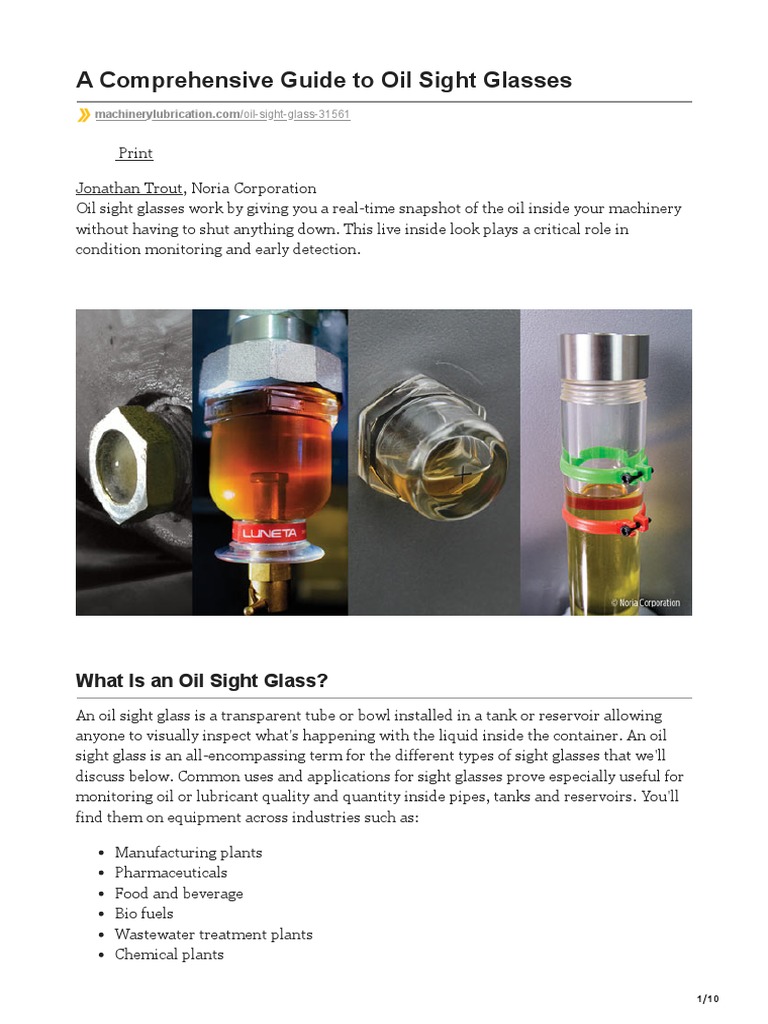 A Comprehensive Guide To Oil Sight Glasses | PDF | Glasses | Pipe ...