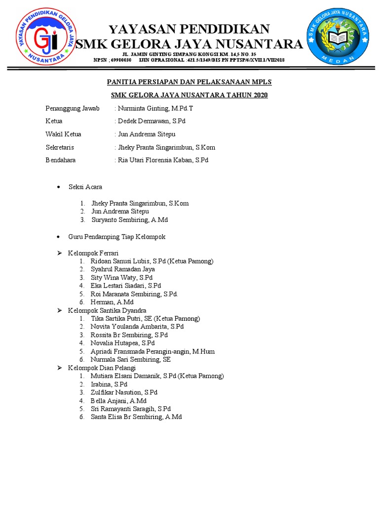 PANITIA PERSIAPAN Mos | PDF