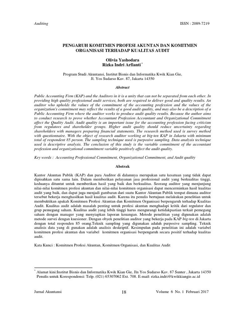 Jurnal Yashodara 2017 | PDF | Audit | Financial Services