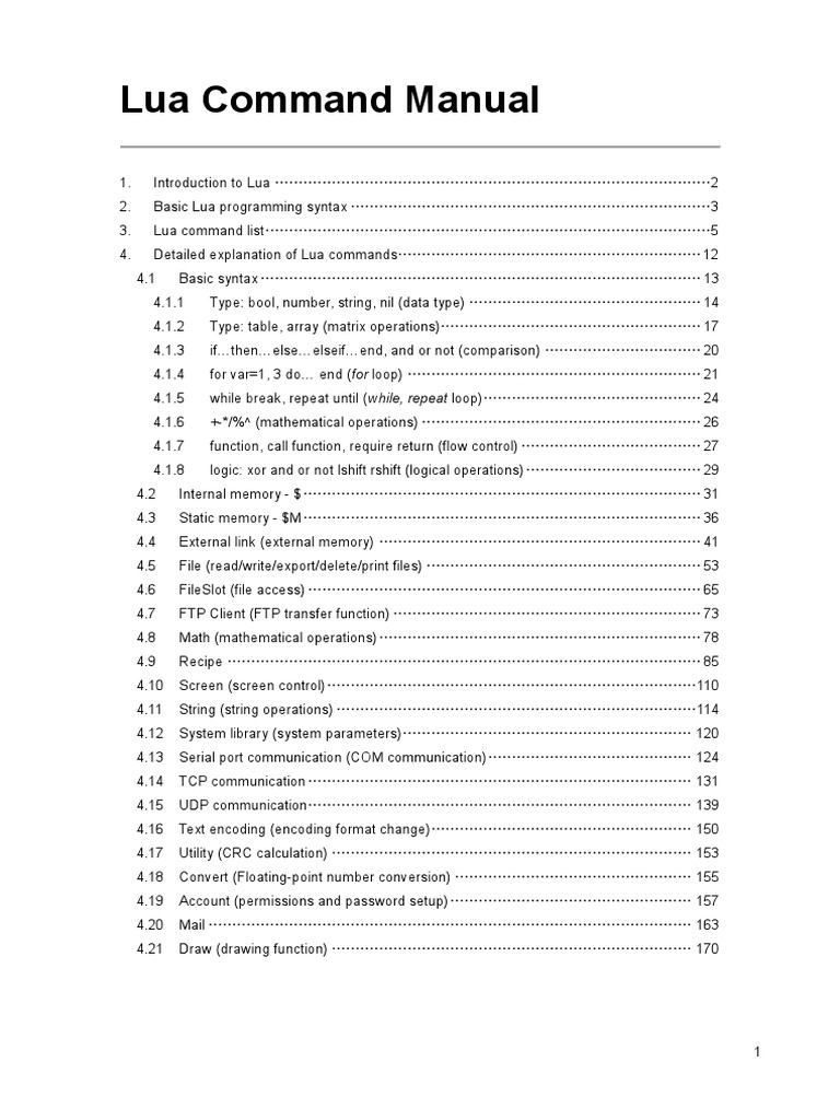 Lua Command Manual-Draft Version-20211124 | PDF | Port (Computer ...